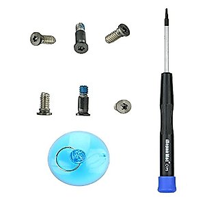 Silver Bottom Screws, Pentalobe Screwdriver and Suction Cup for MacBook Retina 15” A1707 and A1990, 2016-19 (Gray)