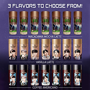 K-Munchies Paldo BTS Coffee - 7 x 270 mL BTS Cold Brew Coffee Americano Premium Package - Bottled Cold Coffee Drink - Instant Canned Coffee Cold Brew Beverages Featuring South Korea's Bangtan Boys