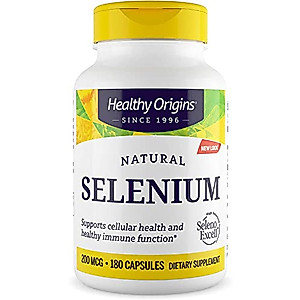 Healthy Origins Seleno Excell Selenium, 200 mcg - Selenium Supplement for Bladder Support - Selenium Pill for Immune System and Cellular Health - Trace Mineral Supplement - 180 Capsules