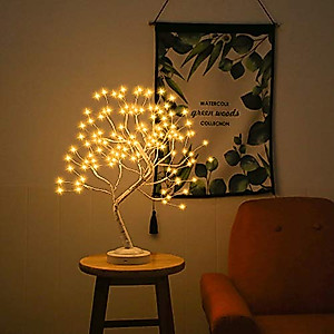 FUCHSUN $$$ Led Birch Tree Light Tabletop Bonsai Tree 20 Inches Decorative Fairy Light Artificial Tree Battery Operated Twig Lamp for Party Wedding Holiday Festival Christmas Decoration - Warm White