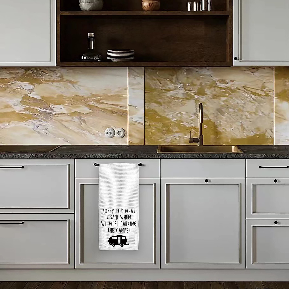 XIKAINUO Sorry for What I Said When We were Parking Waffle Cotton Kitchen Towels, Camping Kitchen Decor for Campers, Hikers, Friend Camping Camping RV Accessories Gifts