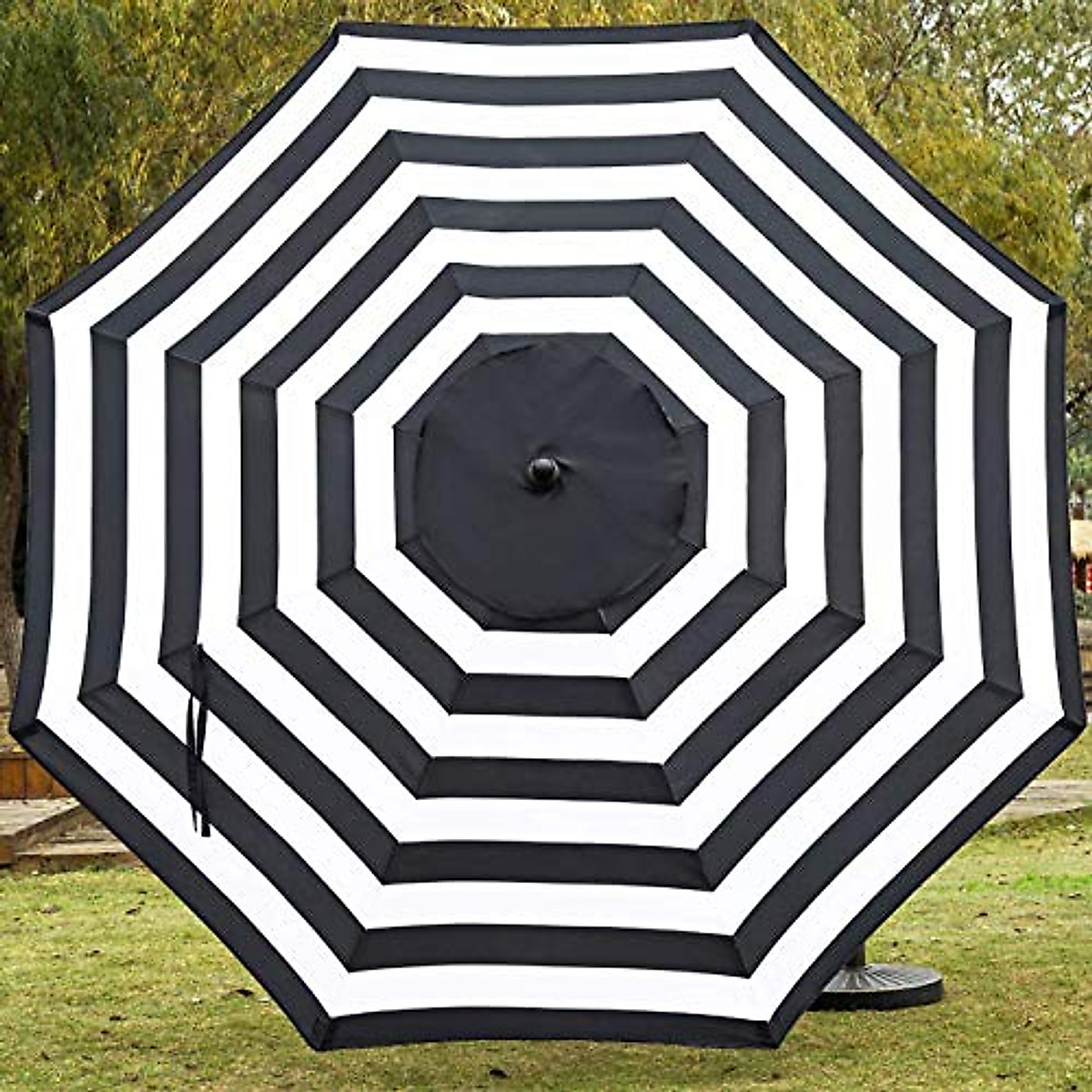 Sunnyglade 9' Patio Umbrella Outdoor Table Umbrella with 8 Sturdy Ribs (Black and White)