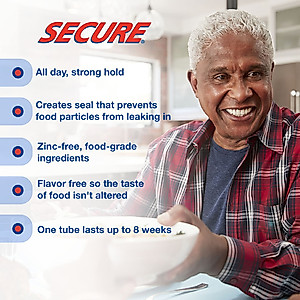 Secure Waterproof Denture Adhesive - Zinc Free - Extra Strong Hold For Upper, Lower or Partials - 1.4 oz (Pack of 2)