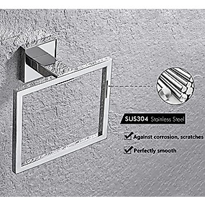 Hand Towel Bar, Bathroom Accessories Towel Holder, SUS304 Stainless Steel Hand Towel Rack Chrome Polish Finished, Bath Hardware Square Towel Rod, Wall Mounted.