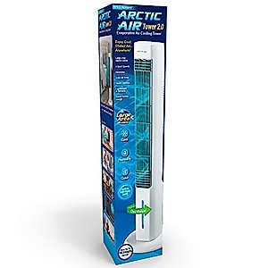 Arctic Air Tower 2.0 Evaporative Air Cooler - Large Area Room Cooling, 4 Speed Settings, Quiet Oscillation, Space-Saving, Perfect for Bedroom, Living Room, Office & More