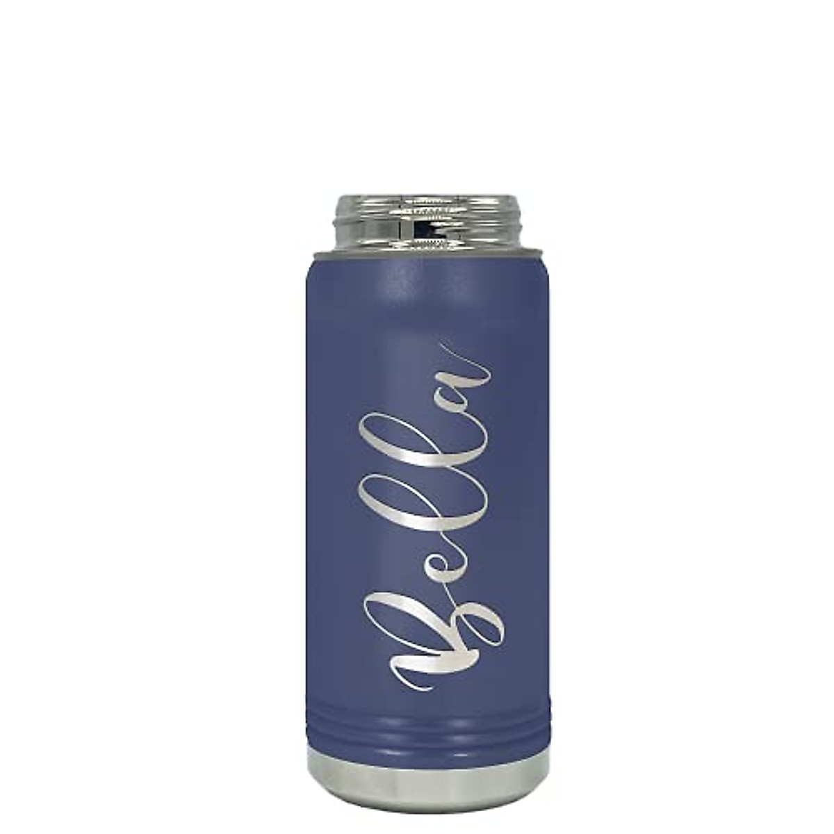 Personalized Bottle 20 oz with Straw Navy Blue Custom Laser Engraved Stainless Steel Vacuum Insulated Sport Bottle with Name