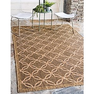 Unique Loom Outdoor Trellis Collection Area Rug - Spiral (3' 3" x 5' 1" Rectangle, Light Brown/ Brown)