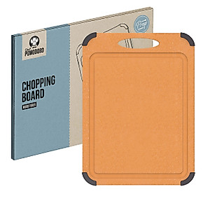 Chef Pomodoro Wood Cutting Board for Kitchen, Dishwasher Safe, Dual-sided with Juice Groove, Non-porous Non-slip Scratch-resistant Surface, Easy Grip Handle, 14.5 x 11 inches