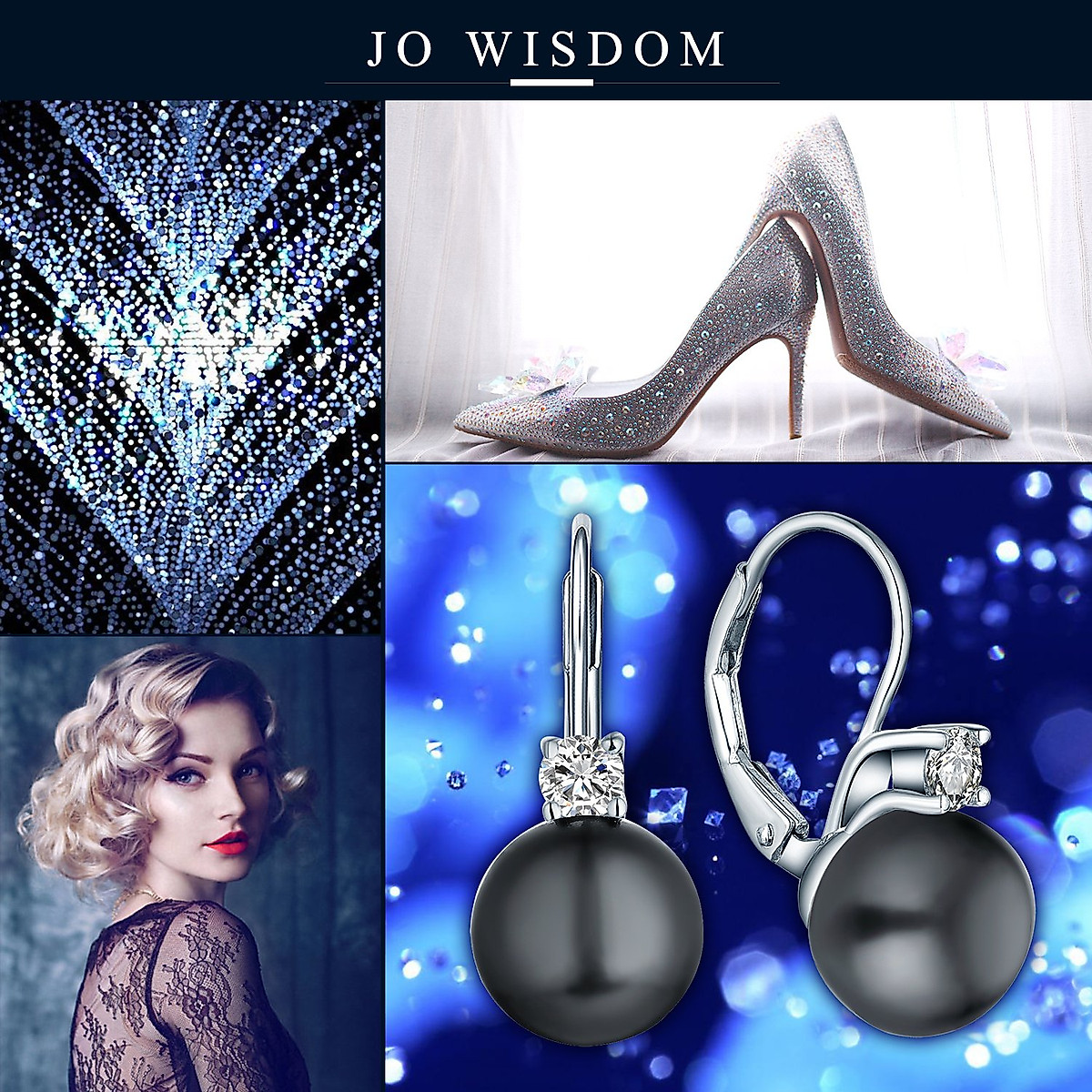 925 Sterling Silver Cubic Zirconia Black Freshwater Cultured Pearl Drop & Dangle Leverback Earrings (10mm black pearl)