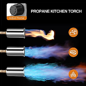 Kitchen Torch Cooking Blow Propane Torch - 500,000 BTU Culinary Torch - Sous Vide - Charcoal Starter Grill Torch Fire Gun for Searing Steak & Creme Brulee(Fuel Not Included)