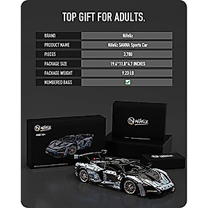 Nifeliz Sanna GTR Building Set, 1:8 Scale Sports Car Toy Model Building Kit, MOC Racing Building Blocks for Teens and Adults(3,780 Pieces)