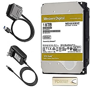 Fantom Drives 18TB Hard Drive Upgrade Kit with Western Digital WD181KRYZ Gold Enterprise Drive, FD Cloning Software, SATA to USB Cable, Power Supply, HDD18000WDG-KIT