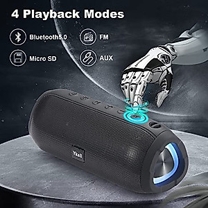Ykall Bluetooth Speakers 20W Portable Speaker TWS Wireless Speaker with Rich Bass IPX6 Waterproof 36 Hour Playtime, Built-in Mic TF/AUX/FM, Wireless Stereo Speakers for Indoor and Outdoor Use