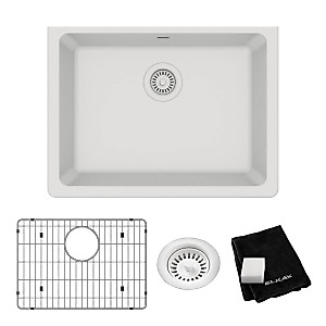 Elkay Quartz Classic ELGU2522WH0C 24-5/8" x 18-1/2" x 9-1/2", Single Bowl Undermount Sink Kit, White