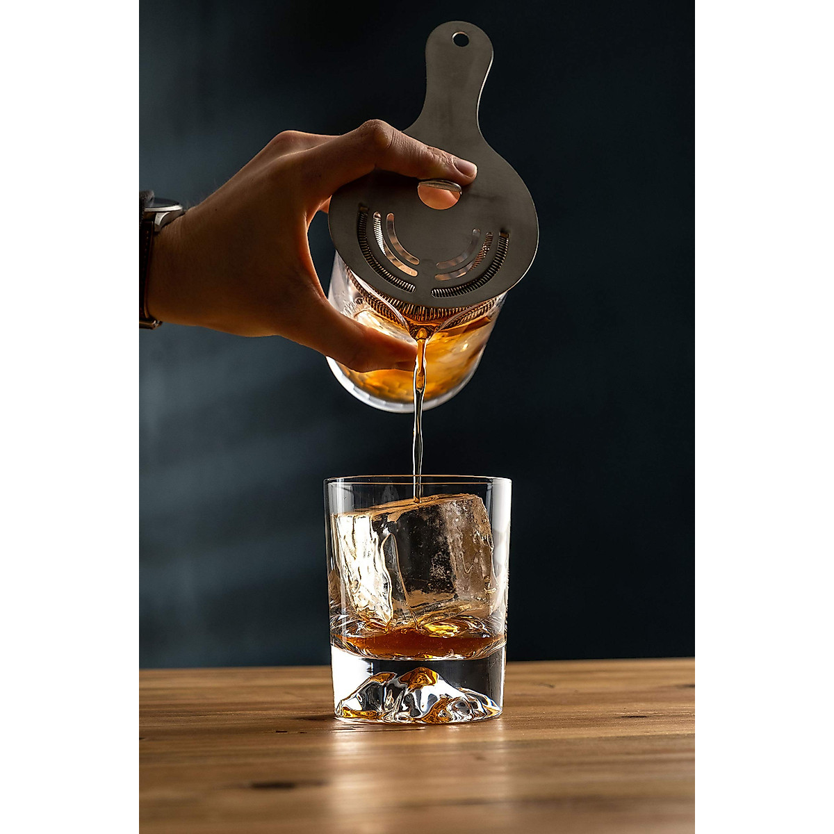 Amehla Cocktail Mixing Glass Bar Starter Kit: 8 Piece Mixology Bar Set with Bar Tools and Glasses - Home Bartending Kit with 2 Mountain Whiskey and 2 Honeycomb Nick and Nora Drinking Glasses