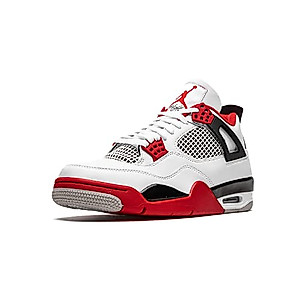 Nike Men's Air Jordan 4 Retro Fire Red 2020", White/Fire Red/Black/Tech Grey, 13
