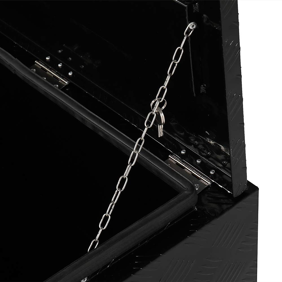 MOTORHOT 30" W x 17" D x 18" H Aluminum Truck Bed Tool Box, Diamond Plate ToolBox for Pick Up Truck RV Trailer, Chest Storage Organizer with Lock and Keys, Black