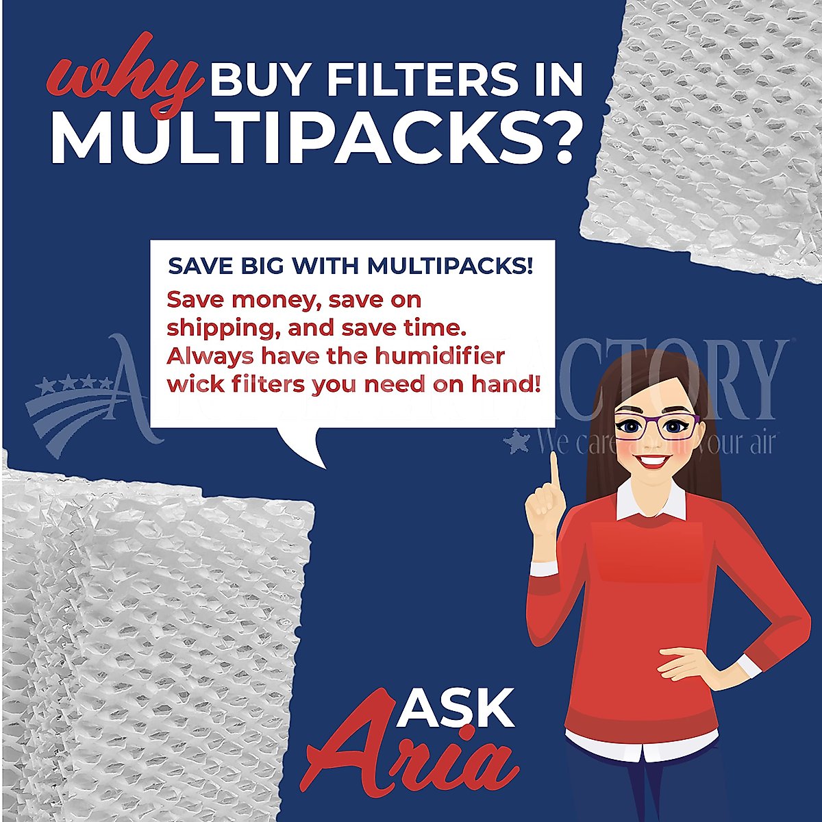 Air Filter Factory Replacement for SCM3501, SCM3502, SCM3609, SCM3656, SCM3657 Sunbeam Humidifier Wick Filter 4-Pack