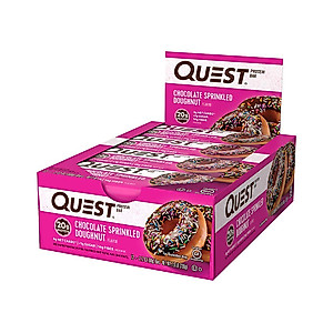 Quest Nutrition Protein Bar Choco Sprinkled Doughnut. Low Carb Meal Replacement Bar w/ 20g+ Protein. High Fiber, Gluten-Free (24 Count)