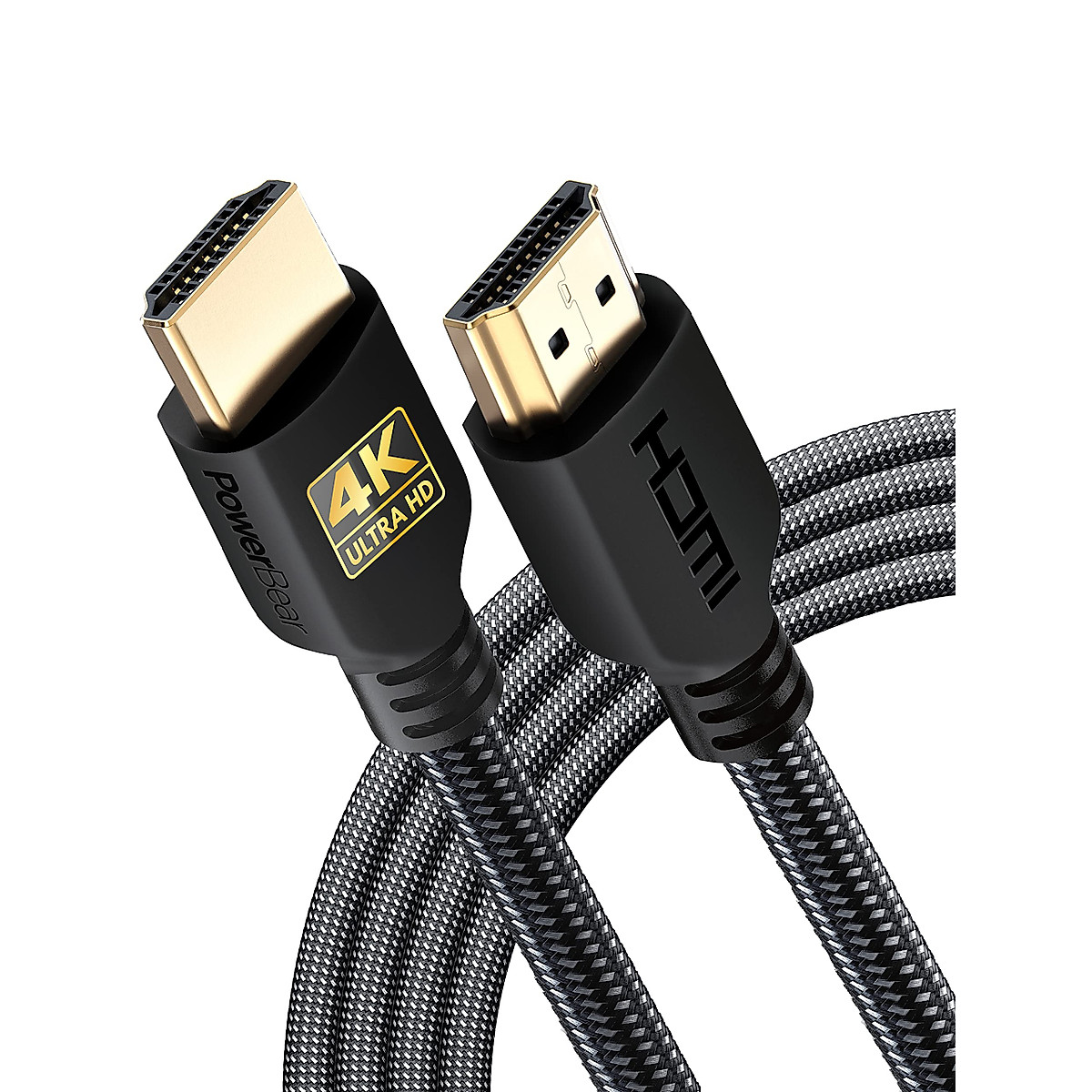 PowerBear 4K HDMI Cable 10 ft [2 Pack] High Speed, Braided Nylon & Gold Connectors, 4K @ 60Hz, Ultra HD, 2K, 1080P, ARC & CL3 Rated | for Laptop, Monitor, PS5, PS4, Xbox One, Fire TV, Apple TV & More