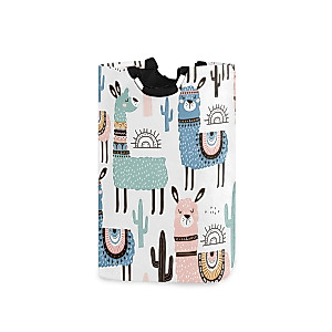 ALAZA Llama Laundry Basket Collapsible, Fabric Laundry Hamper Basket Foldable, Dirty Clothes Hamper Llama