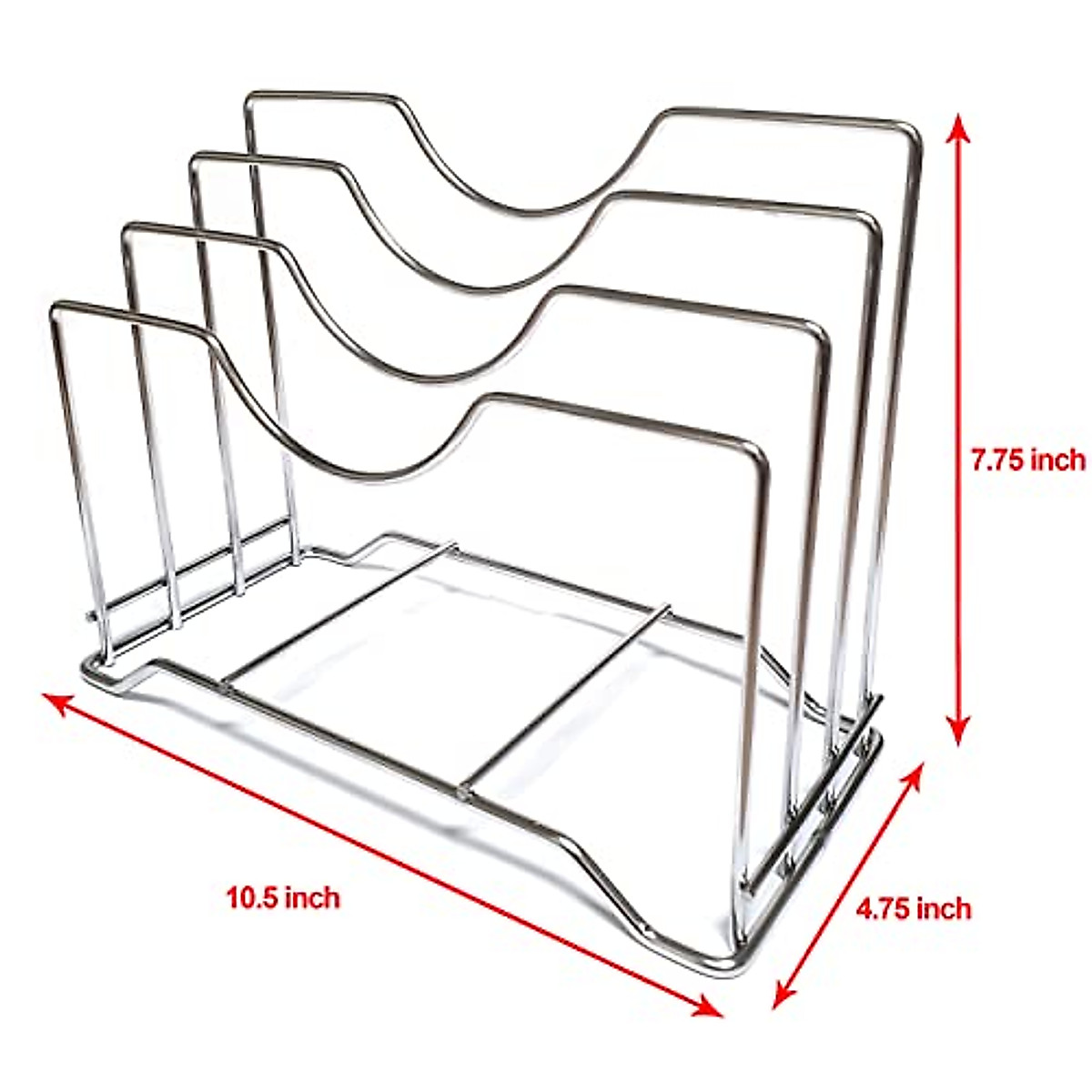 LENITH Cutting Board Rack Chopping Board Organizer Stand Holder Kitchen Countertop Pots Pan Lids Rack Organizer (Medium_Silver Color)