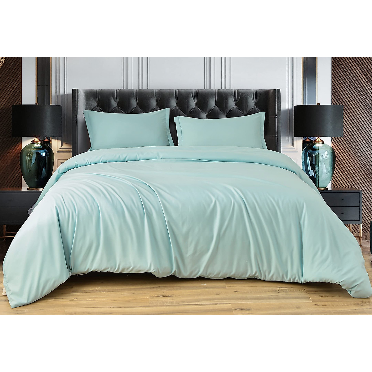 Colourful Snail Duvet Cover 2 Piece Set, Ultra Soft Double Brushed Microfiber Comforter Cover with Zipper Closure and Corner Ties, Twin, Light Blue (Comforter Not Included)