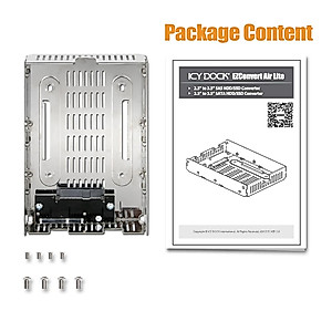 ICY DOCK Open Air 2.5” to 3.5” SAS / SATA (22pin) HDD & SSD Converter / Mounting Kit for Internal 3.5" Drive Bay | EZConvert Air Lite MB482SP-3B