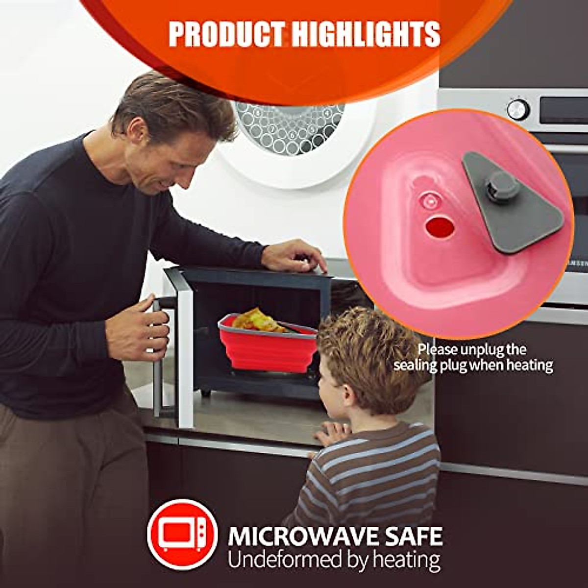 rgrfsdgx Adjustable Pizza Storage Container, Pizza Slice Container can be Microwaved and Reused, Pizza Slice Pack with 5 Heating Plates.