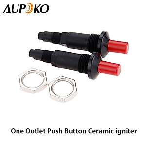 Aupoko Piezo Spark Ignition, One Outlet Plug Push Button Ceramic Spark Kitchen Lighter with High Resistance, Fits for Gas Fireplace/Gas Oven/Gas - 2 PC