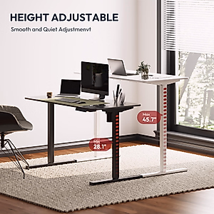 SANODESK Single Motor 2 Stage Electric Height Adjustable Standing Desk Frame Heavy Duty 176lbs Load Capacity for Home Office (White Frame Only)