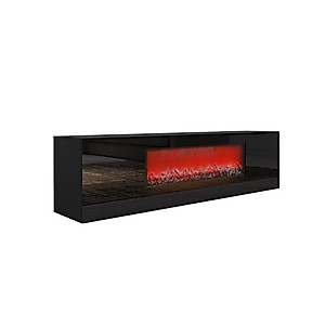 Daxue 71” TV Stand with Electric Fireplace Removable, Black Entertainment Center with Storage, Media Console Cabinet for 75 inch TV