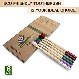 Virgin Forest 6 Pcs Biodegradable Bamboo Toothbrushes, Natural Eco-Friendly BPA-Free Toothbrushes, Best Travel Wood Toothbrush Set for Sensitive Gums