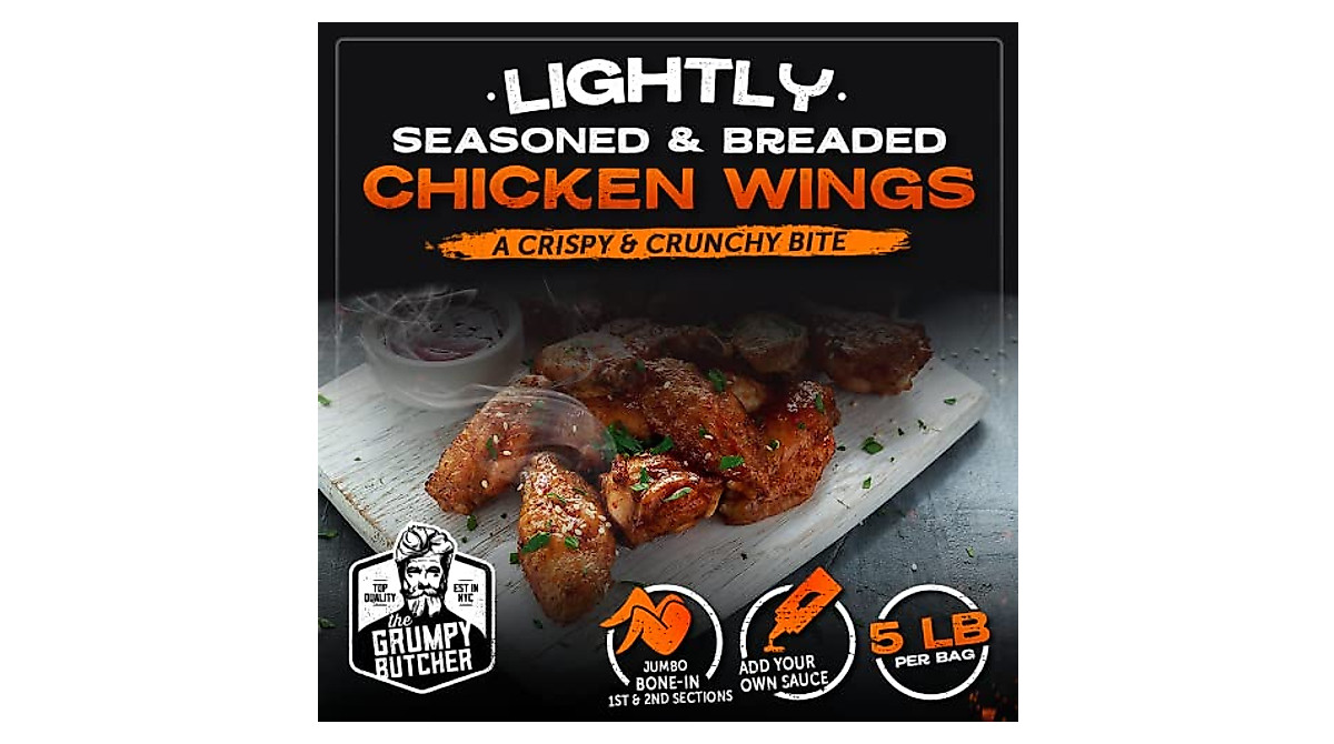 Grumpy Butcher Large Frozen Chicken Wings - Juicy & Crispy, Ready in ...