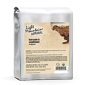 Light Mountain Henna & Conditioner - Auburn Hair Dye for Men/Women, Organic Henna Leaf Powder and Botanicals, Chemical-Free, Semi-Permanent Hair Color, 16 Oz