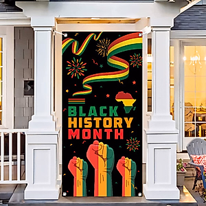 Black History Month Decorations Door Cover 71×35 Inch Fabric African American Festival Door Banner Black History Month Door Decorations for School Classroom