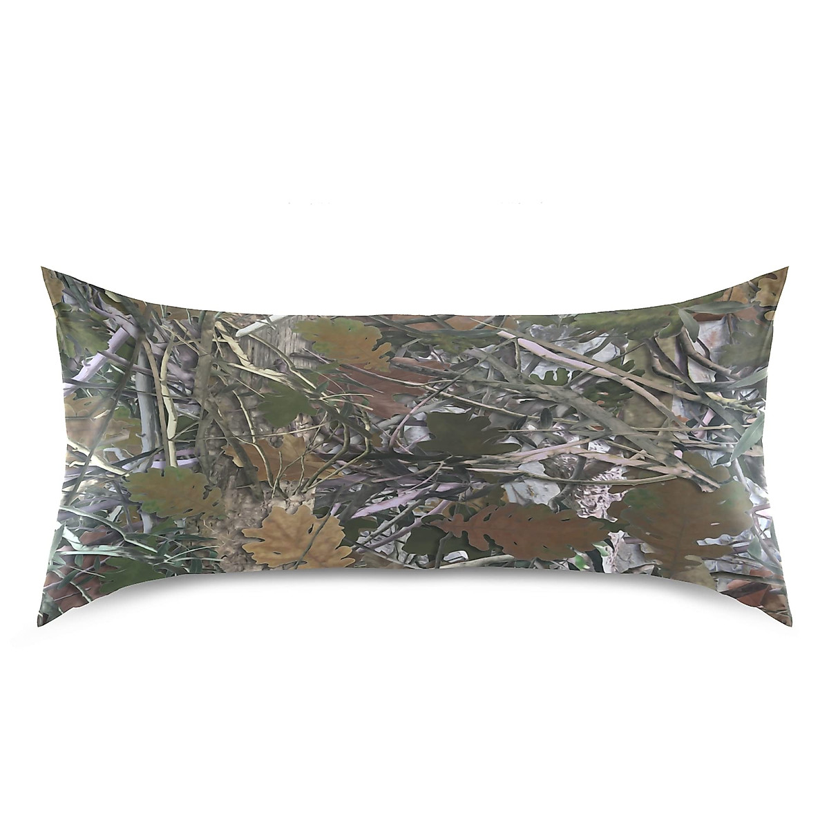 Dalzium Camo Satin Pillowcase for Hair and Skin, Real Tree Camouflage Pattern Silk Pillow Case with Envelope Closure, Standard Size 20x26 inches, 1 PC