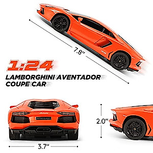 SainSmart Jr. x Rastar Lamborghini Toy Car 1:24 Remote Control Lamborghini Aventador Coupe Race Car, Licensed RC Hobby Model Vehicle for Boys Kids and Adults, Orange