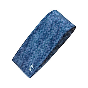 Tokyo Misfit - Japanese Headbands for Men & Women, Sweat Band, Workout, Yoga, Fashion, Running, Sports, Basketball, Bandana (Wave-Seigaiha)