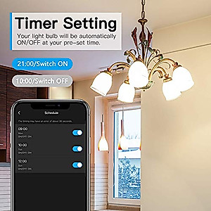 Smart Candelabra LED Bulb, E12 WiFi-Bluetooth Chandelier Light Bulb, Compatible with Alexa Google Home, Tunable White 2700K-6500K & RGB Candle Bulb, Music Sync 5W 400 Lumens