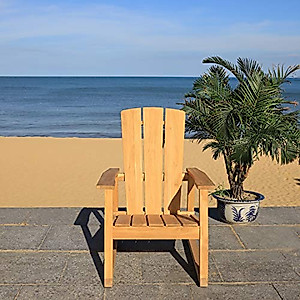 SAFAVIEH Couture Patio San Juan Natural Brazilian Teak Wood Outdoor Adirondack Chair