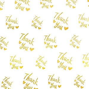 MR FIVE 30 Sheets White with Gold Thank You Tissue Paper Bulk,20" x 28",Thank You Tissue Paper for Packaging,Gift Bags,Gold Gift Wrapping Tissue for Graduation,Birthday,Thanksgiving
