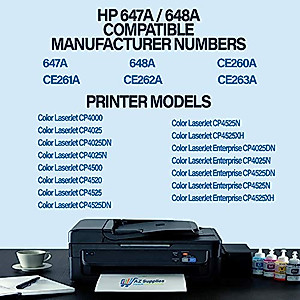 AZ Compatible Toner Cartridge Replacement for HP 647A-648A (CE260A, CE261A, CE262A, CE263A) 4 Pack Set - 1 Black / 1 Cyan / 1 Magenta / 1 Yellow