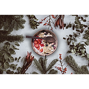 N&Nz Coconut Acai Bowls with Wooden Spoon - Set of 2-100% Natural Vegan Friendly- For Serving Salads or Smoothies - Eco Friendly,Handmade Acai Wooden Bowl Made from Coconut Shells(Polished)