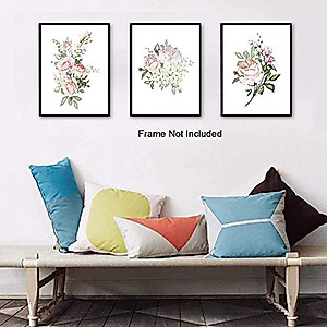 TANXM 4 Set - Pink rose Canvas Painting Flower Wall Art,Modern Wall Decor Bathroom Living Room Girls Bedroom - No Frame,8"x10"