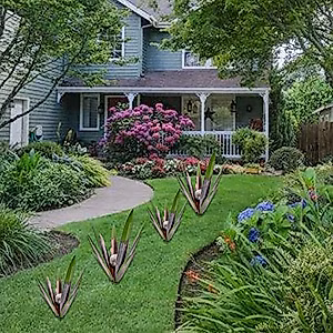 menoha Tequila Rustic Sculpture, DIY Hand Painted Metal Agave Decor with Gazing Ball, Garden Yard Sculpture Lawn Home Ornaments, for Yard Stakes, Garden Figurines, Outdoor Patio (Green 2PCS+2 Balls)