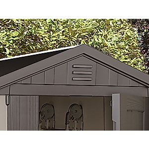 Keter Factor 4x6 Outdoor Storage Shed | Store Patio Furniture, Garden tools, Bike accesories, beach chairs, or Lawn Mowers | Taupe & Brown