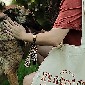 FONNUY for Honda Key Fob Cover,Black Leopard Beaded Key Holder Fits for Honda Accord Civic Cr-V Hr-V Fit Odyssey Jed Crosstour Crider Smart Key Accessaries Set