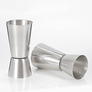 2 Pieces Double Jigger Drink Jigger Cocktail Jigger Double Cocktail Jigger Cocktail Measuring Cup Stainless Steel Bar Jigger 1/2oz & 1oz Cocktail Jigger Measuring Cup Bar Tool, Silver