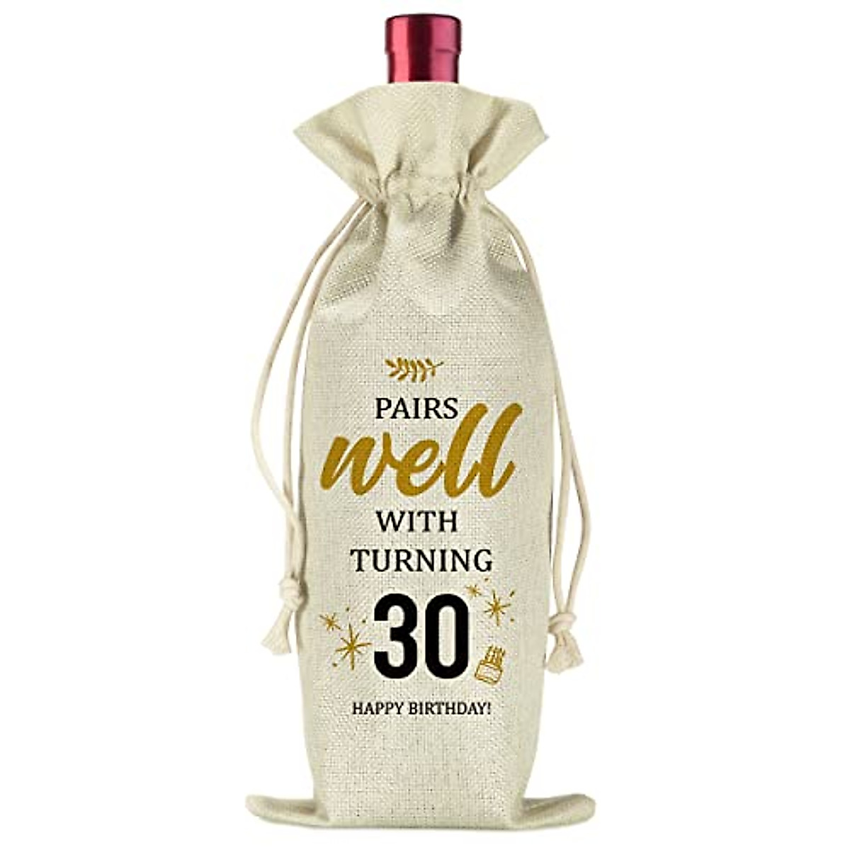 30th Birthday Gift Ideas for Women Men, 30th Thirtieth 30 Years Old Birthday Decorations Wine Bag, Happy 30th Birthday, Pairs Well with Turning 30 Thirty